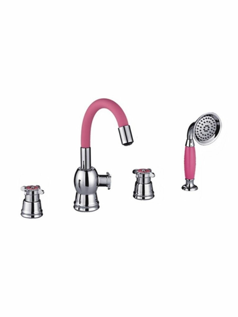 Смеситель на борт ванны с гибким изливом на четыре отверстия