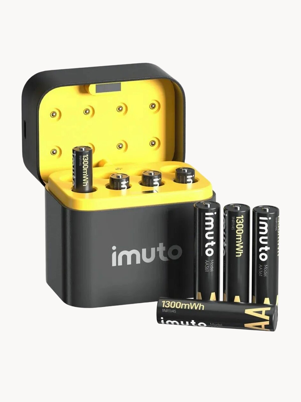 Набор аккумуляторных батарей "IMUTO", с зарядкой, 8шт, черный