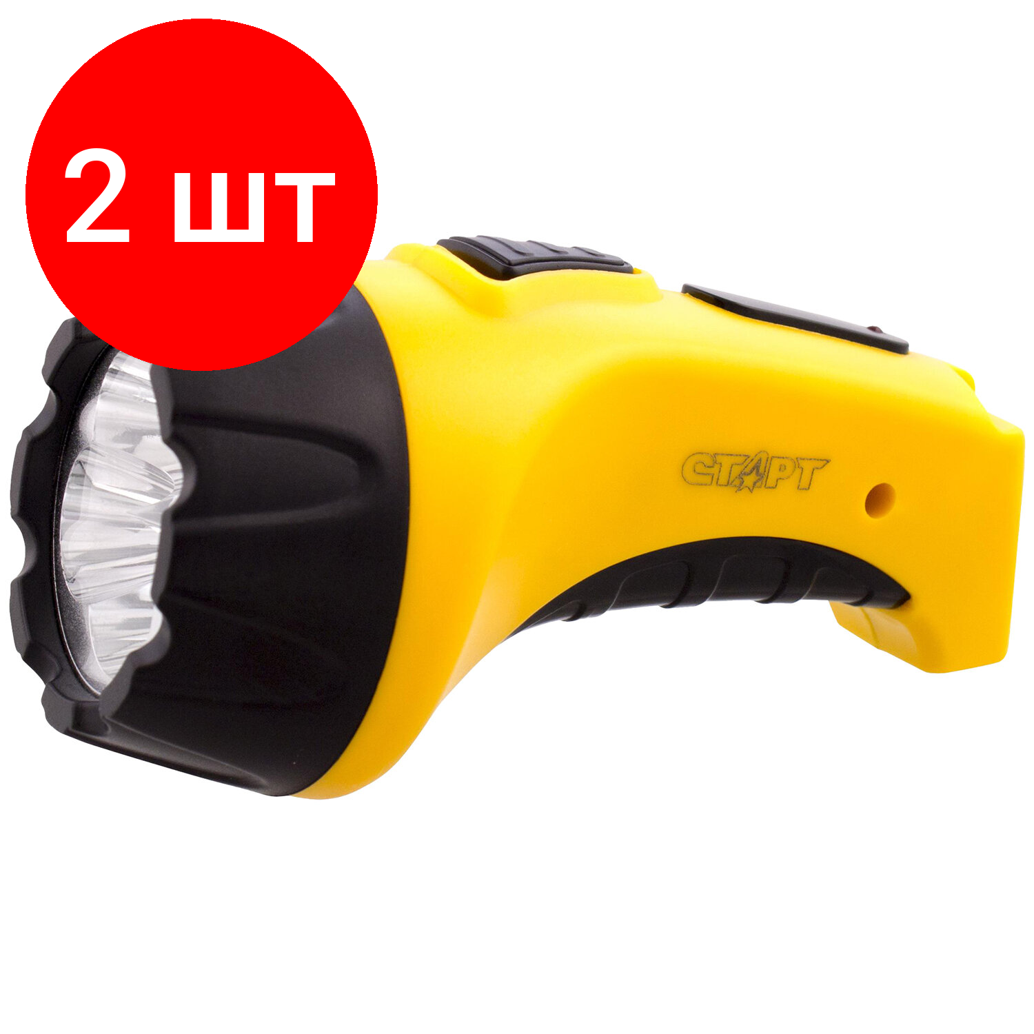 Комплект 2 шт, Фонарь аккумуляторный старт 4хLED, выдвижная вилка, заряд от сети, LHE 502-B1, 11999