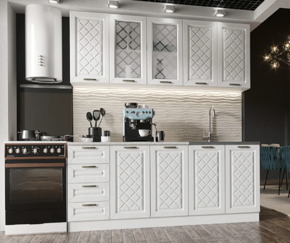 Кухонный гарнитур, кухня, готовый комплект Агава 1,8 м Акация белая со столешницей под врезную мойку