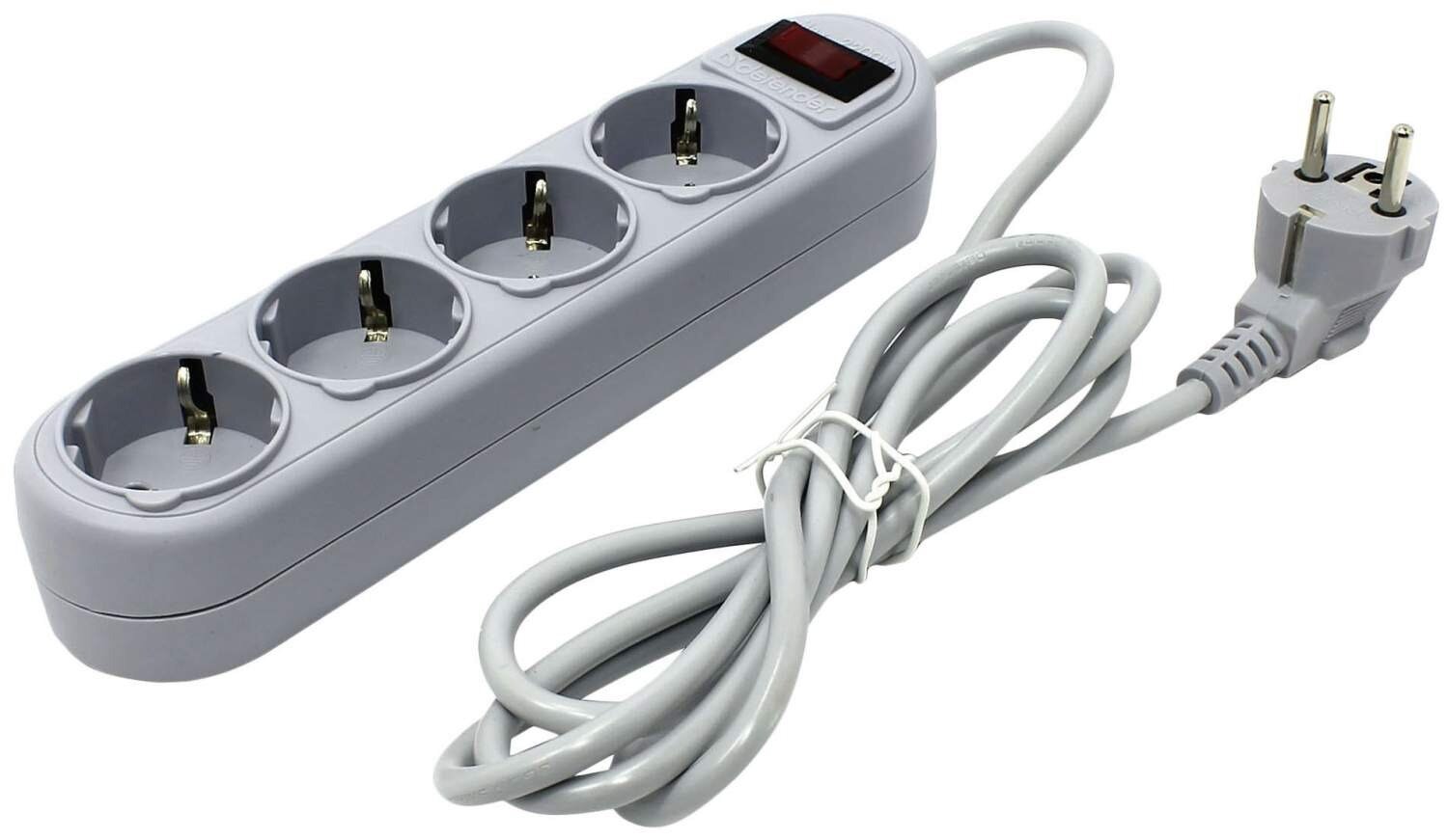 Сетевой фильтр DEFENDER ES Lite 1.8 white (1.8м, 4 розетки, 10A) (99487)