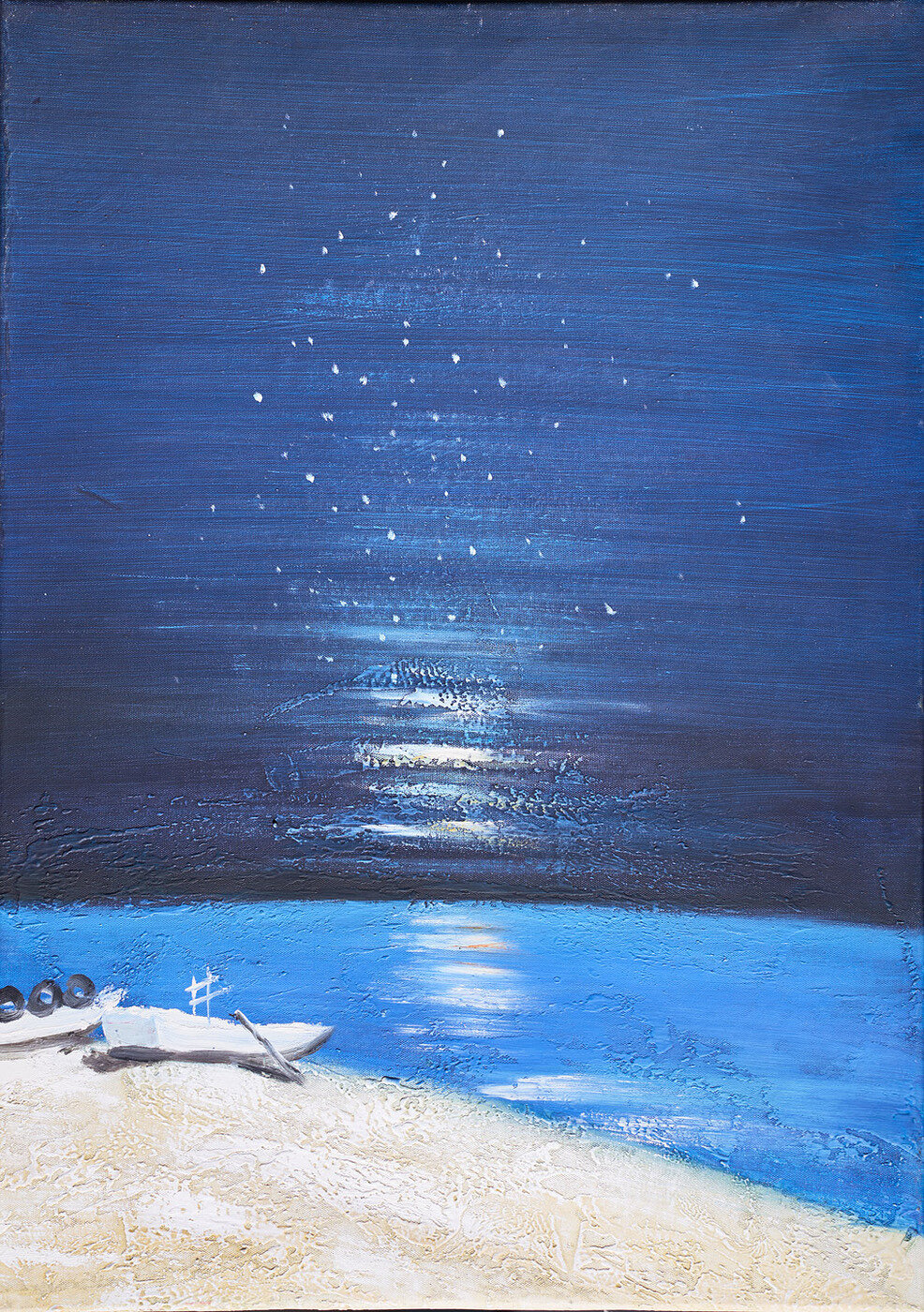 Картина на холсте для интерьера гостиной офиса спальни декор на стену интерьерная абстракция Звездная ночь на море