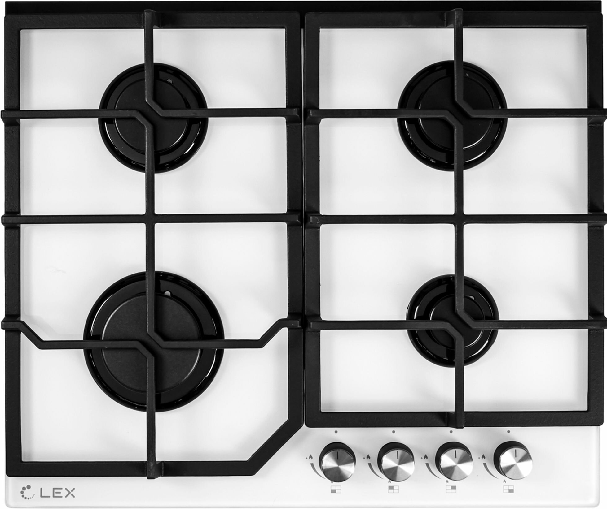 Варочная панель Lex LEX GVG 642 WH, 4 газовые конфорки, поворотный переключатель