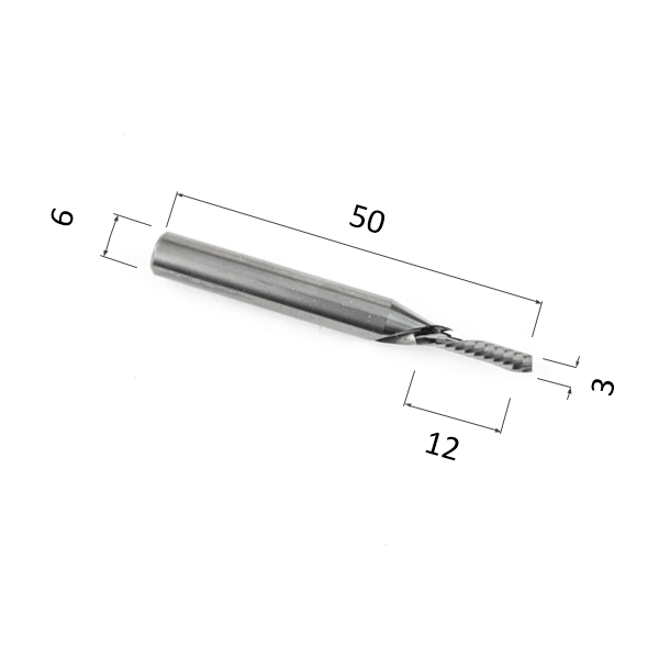 Фреза DJTOL N1LXD6312 спиральная однозаходная стружка вниз (по дереву, композиту (АКП), пластику)