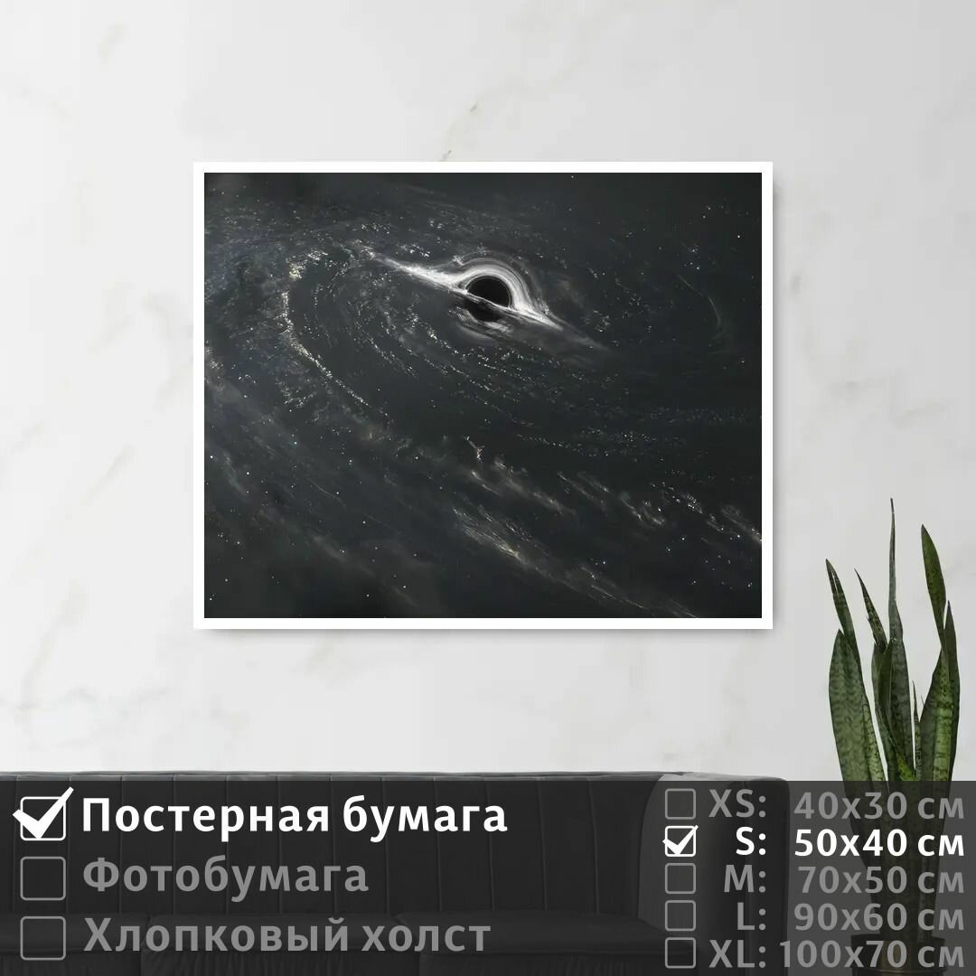 Постер на стену Черная Дыра В Космическом Пространстве 50х40 см ПолиЦентр