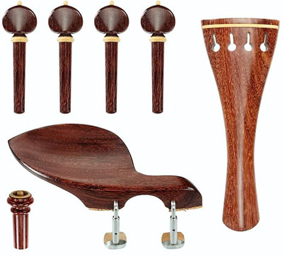 Viola accessory set Acura Meister Preciso AS-ASGRL422 - Preciso grade viola accessory set of rosewood with boxwood trim. Hill pegs, tailpiece of round design, Guarneri chin rest with English mount and inSight end pin.