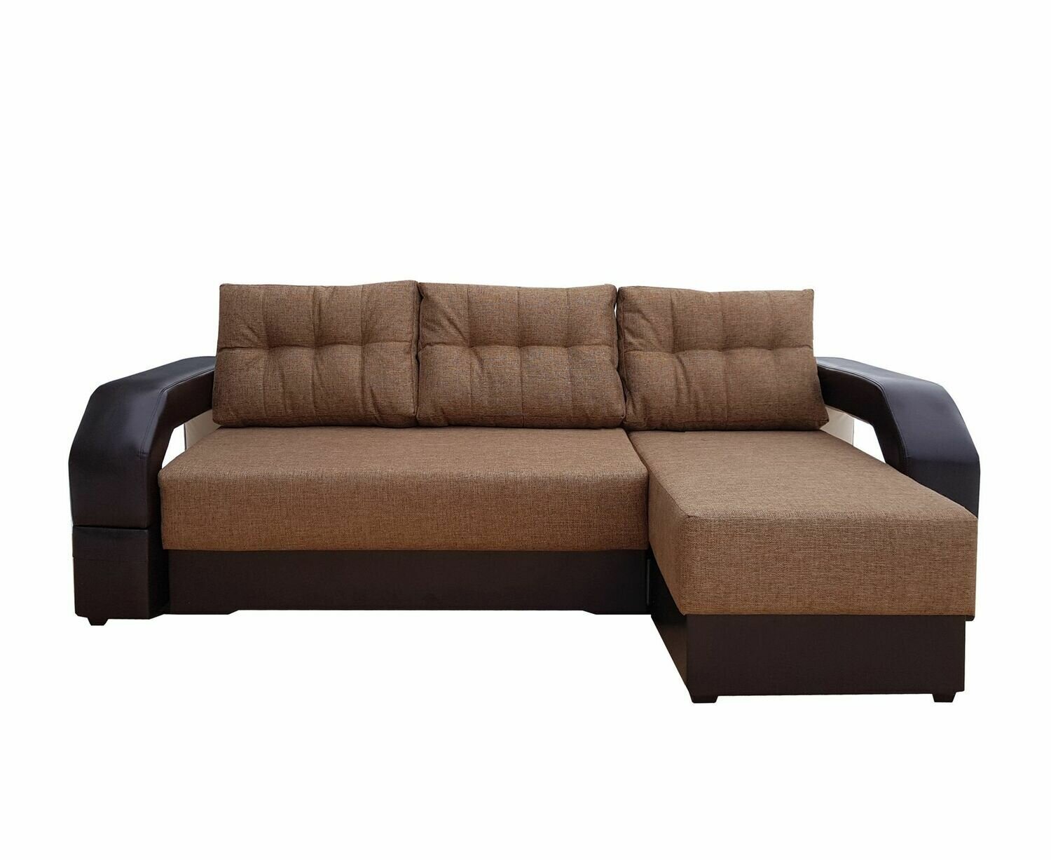 Диван Fotodivan Манчестер с подсветкой угловой 150 Рогожка Коричневая