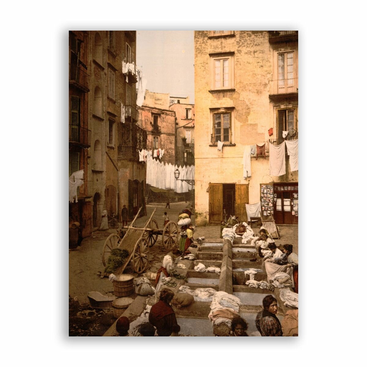 Постер, плакат на бумаге / Street with washerwomen, Naples, Italy / Размер 30 x 40 см