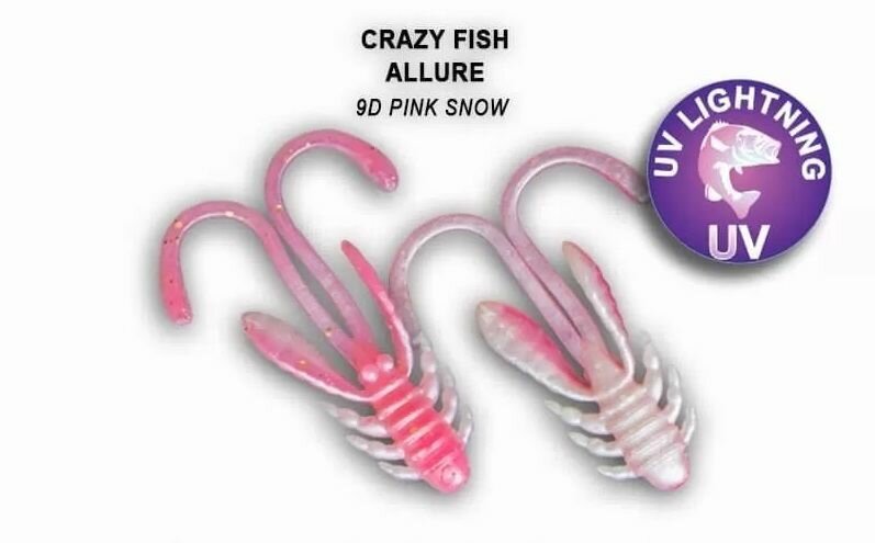 Силиконовая приманка для рыбалки, Crazy Fish ALLURE 1.6" Кальмар # 09d (8шт), 40 мм, 0.86 г, # 9d