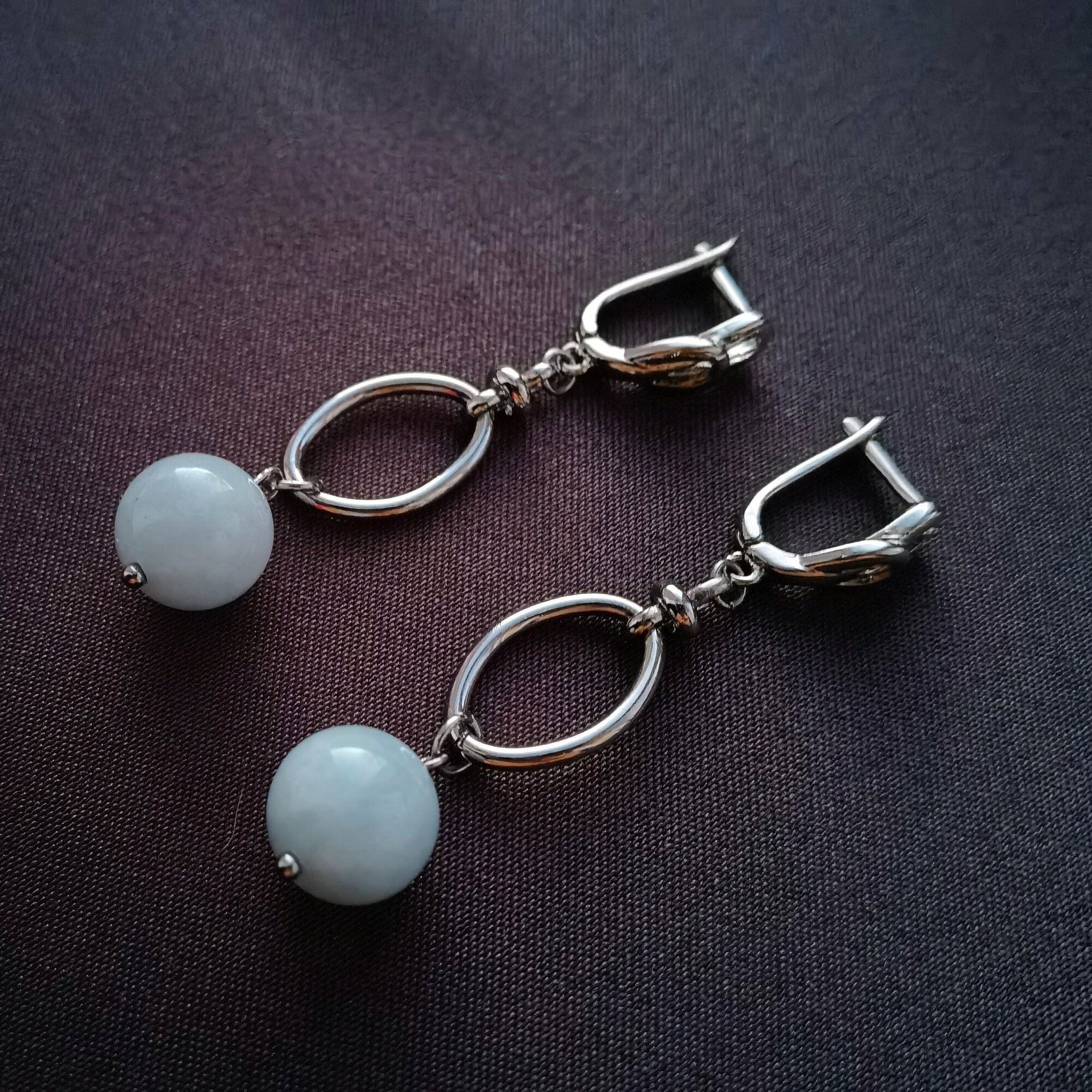 Серьги, аквамарин