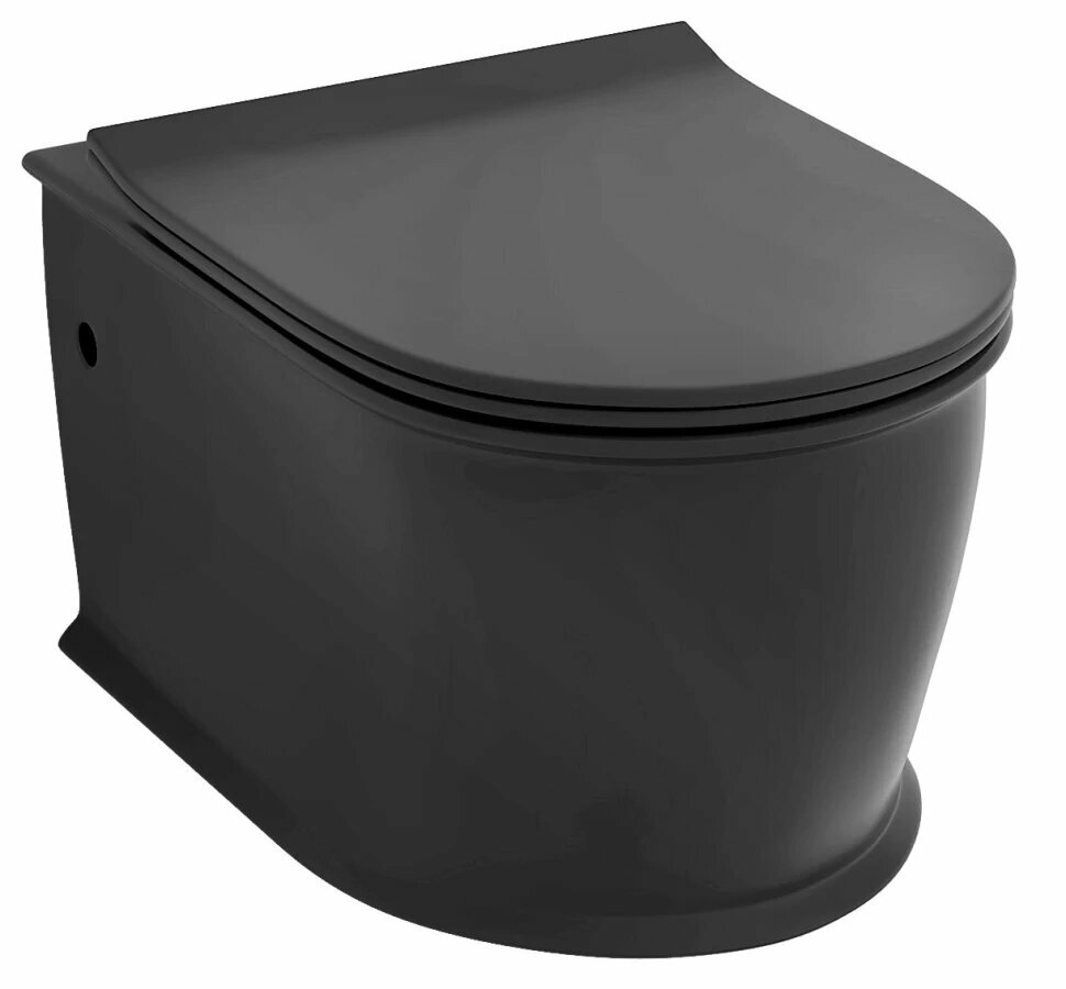 Унитаз подвесной Grossman GR-4482BMS безободковый, с сиденьем микролифт, черный матовый