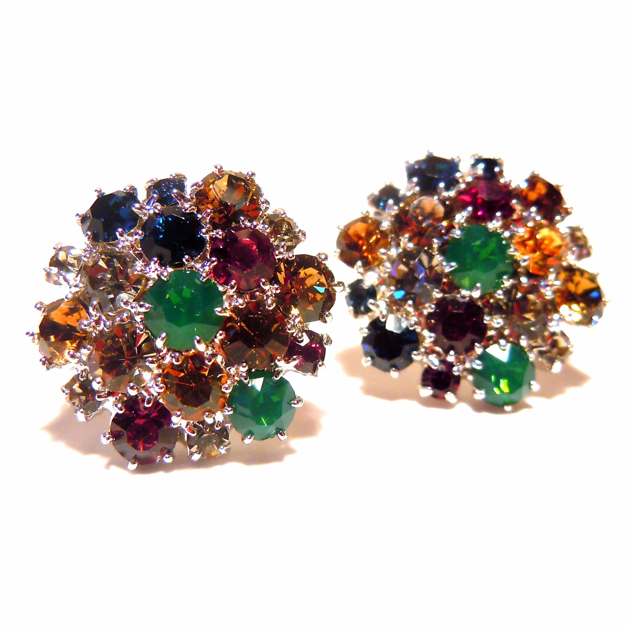 Серьги пусеты, двусторонние Чарующий Рай, кристаллы Preciosa