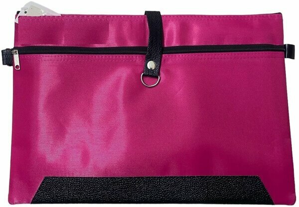 Папка тканевая А4 на кнопке с внешним карманом розового цвета