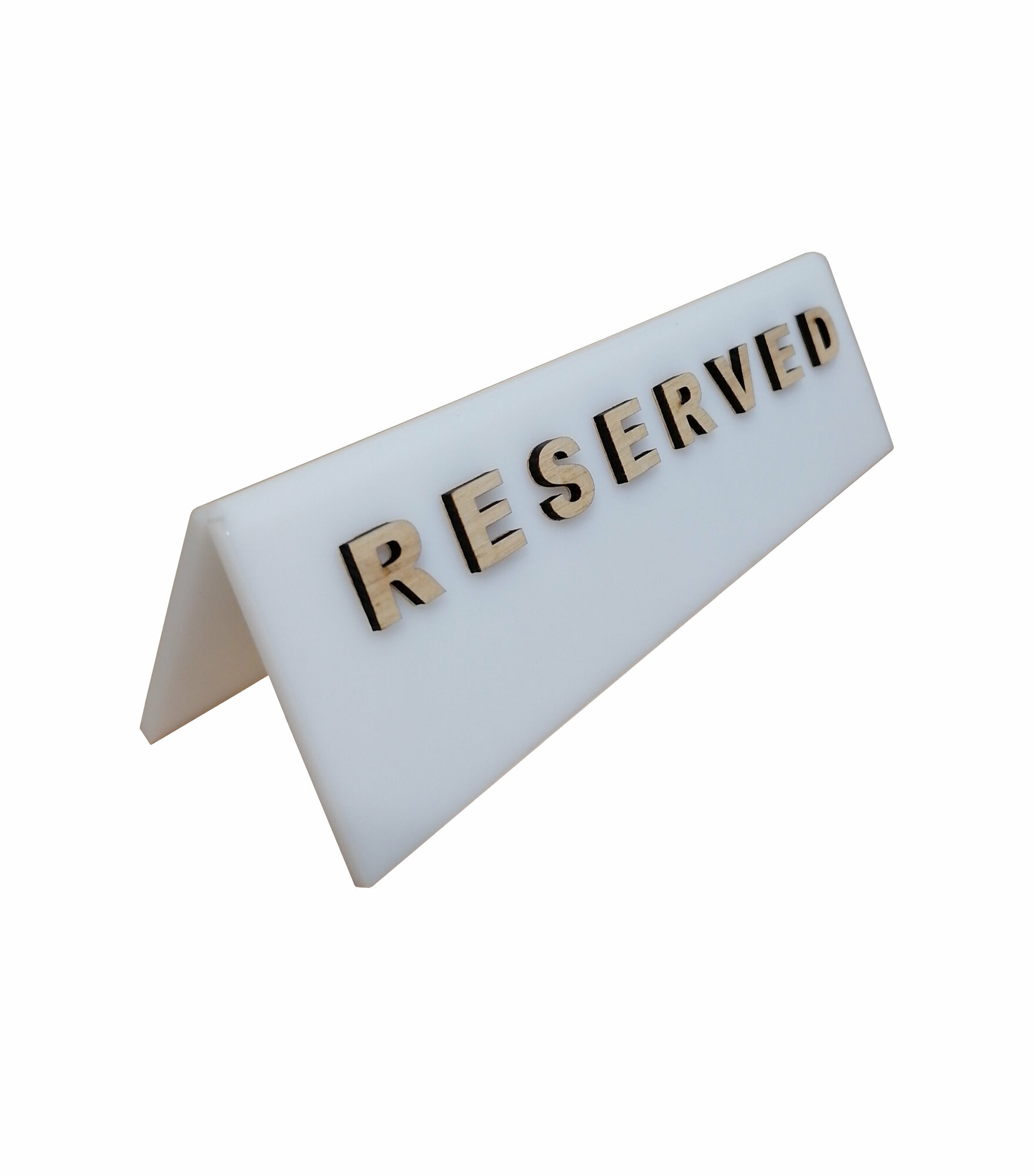 Табличка на стол резерв/RESERVED двухсторонняя. Подставка угловая на стол для кафе, ресторанов.