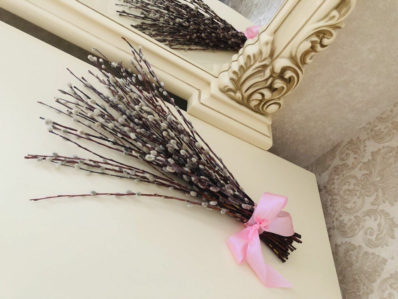 Сухоцветы / Верба живая 101шт / Пасхальный букет