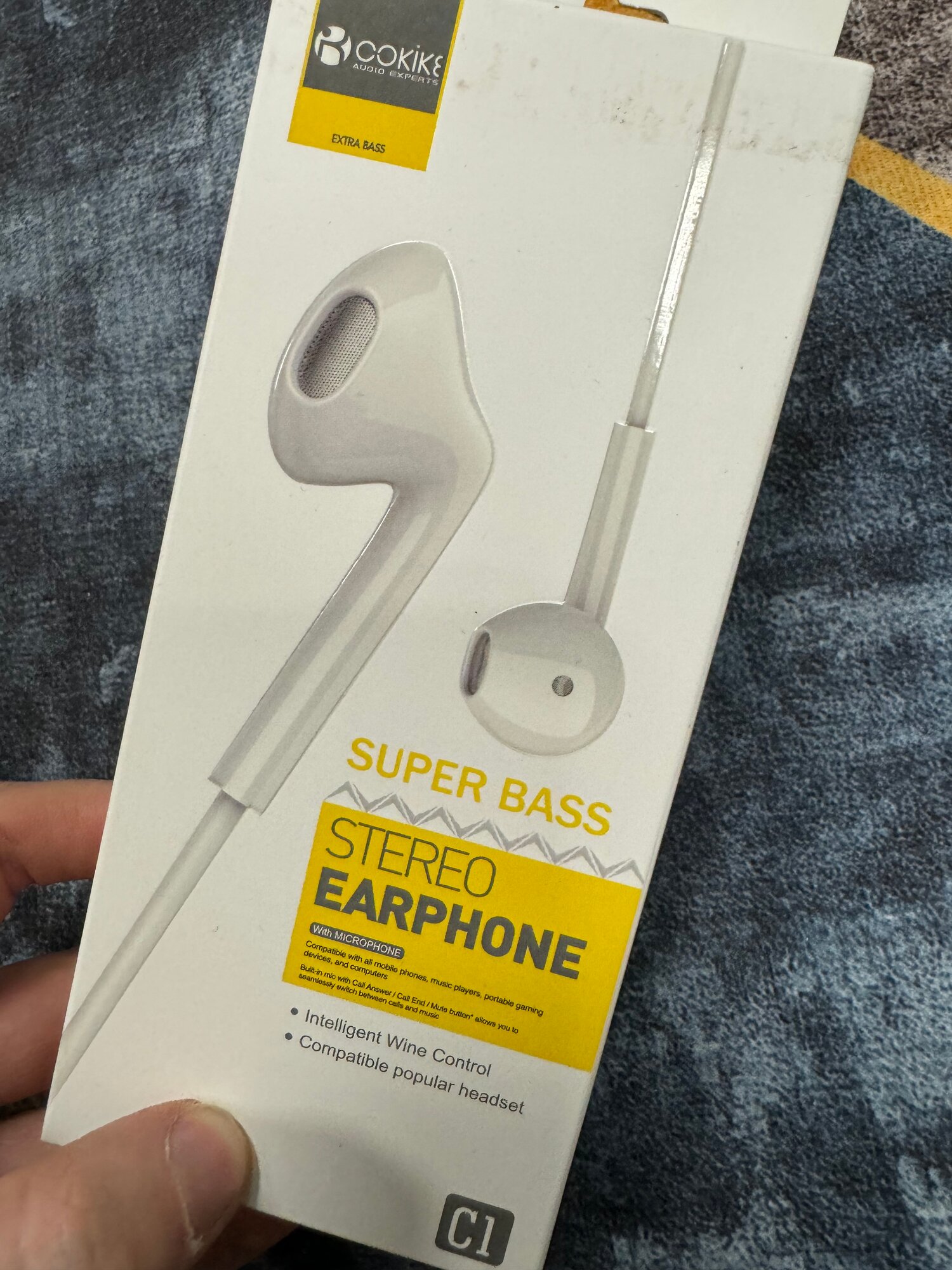 Проводные наушники капельки с микрофоном с басами Cokike C1 (116 Дцб / 130см / 32 Ом) разъем 3.5мм для старых телефонов, магнитолы, радио, MP3-плее.