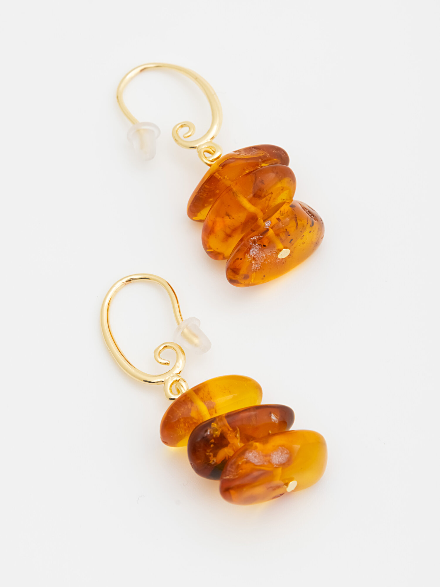 Серьги с подвесками, янтарь