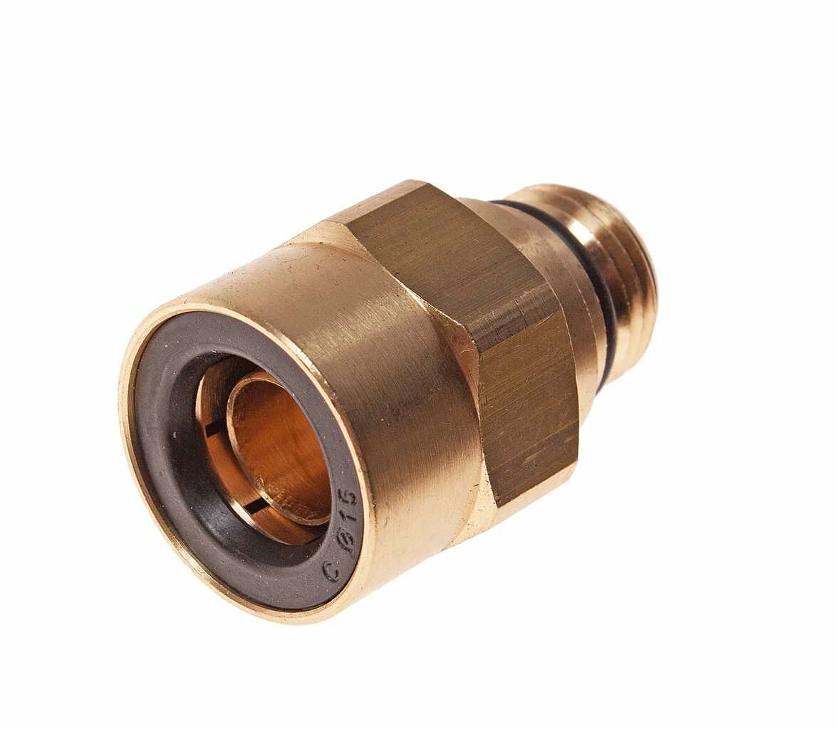 Соединитель трубки ПВХ, полиамид d=15мм (наружная резьба) М16х1.5 прямой латунь, 9512 15-M16X1.5, CAMOZZI