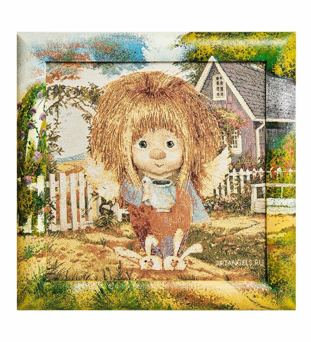 Гобелен в расписной раме Ангел теплого дома 30х30 A2153718 Artangels, Гобелен, дерево