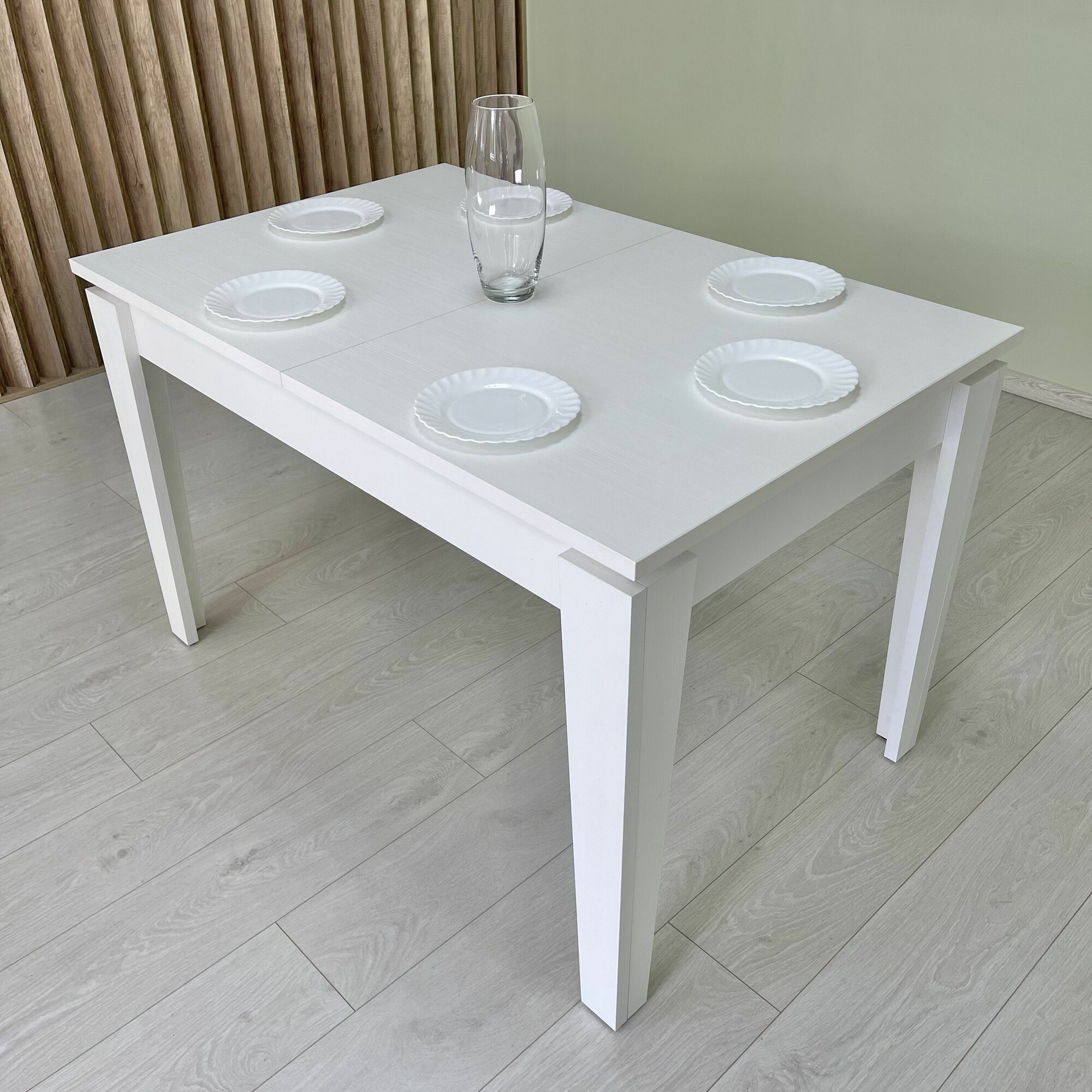 Стол обеденный "STAN" раздвижной 1180-1570x760x760 мм (белый структурный)