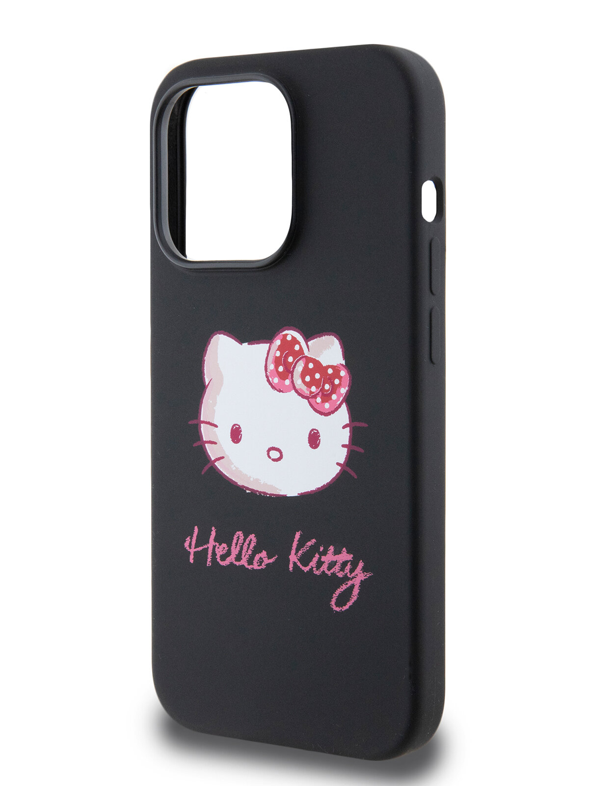Hello Kitty для iPhone 15 Pro Max чехол Liquid silicone Sketch Kitty Head Hard Black/Pink