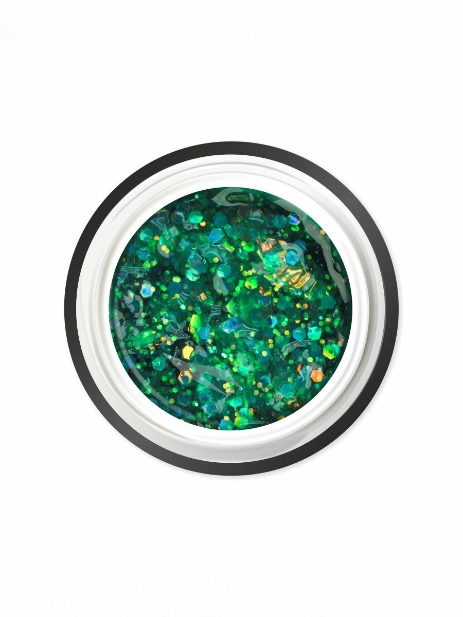 Nail Club Гель-краска для ногтей с глиттером GJ-11 Emerald Mine 5 мл
