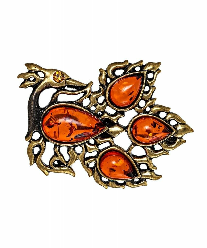 Брошь, янтарь