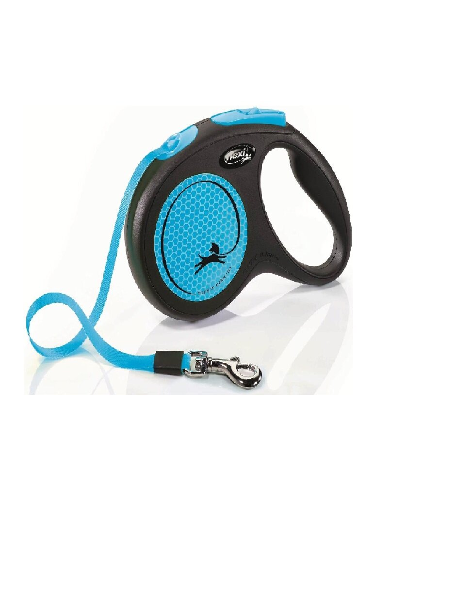 Flexi Рулетка New Neon S 5м до 15кг (ремень) неоновый синий