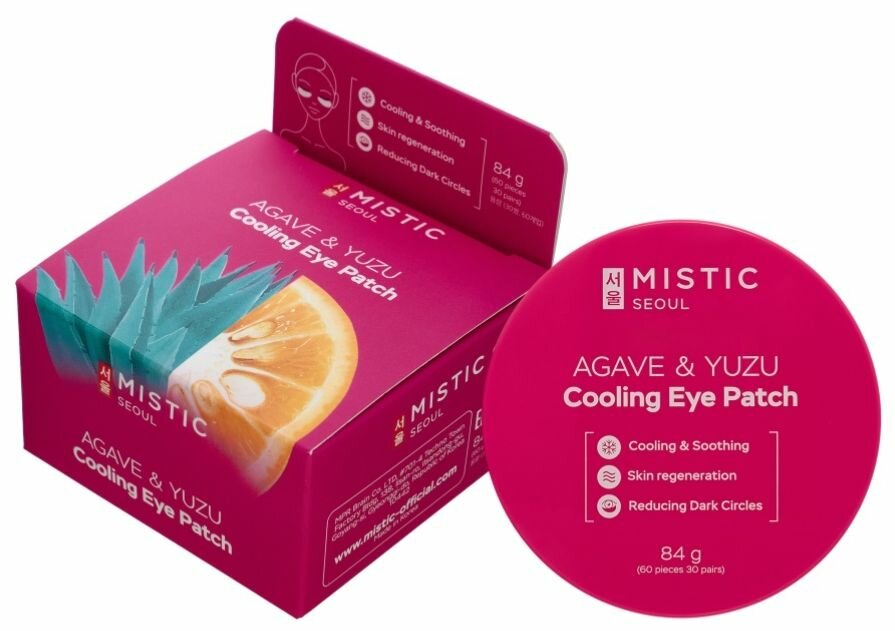 MISTIC Охлаждающие патчи с экстрактами Агавы и Юдзу, Agave & Yuzu Cooling Eye Patch, 60 шт/30 пар, 84 г