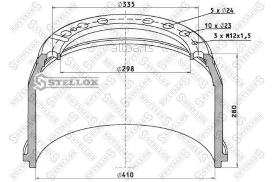 STELLOX 8500030SX торм. барабан! 410x220/234 H300 d298/335 n10x23\Omn SHACMAN SX4258, MAN TGA/SL/M2000/F90