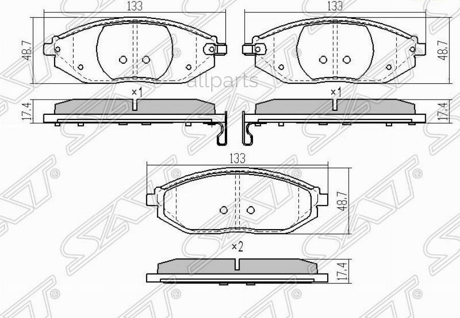 SAT ST-96682858 Колодки тормозные (Спереди) Chevrolet Spark 10-22