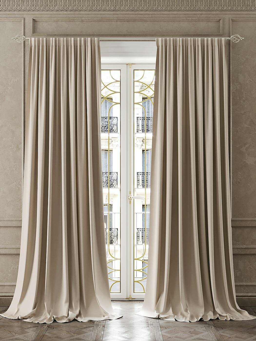 Комплекты штор AT HOME / шторы в комнату 150х280 см / Римеринс (бежевый)