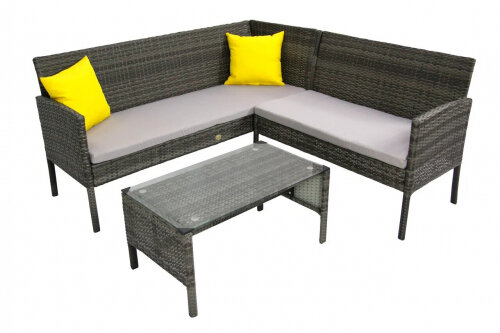 Набор мебели Garden Story Рикардо 1 уп. (стол+2 дивана ротанг серый, подушки серые+декоративные подушки)