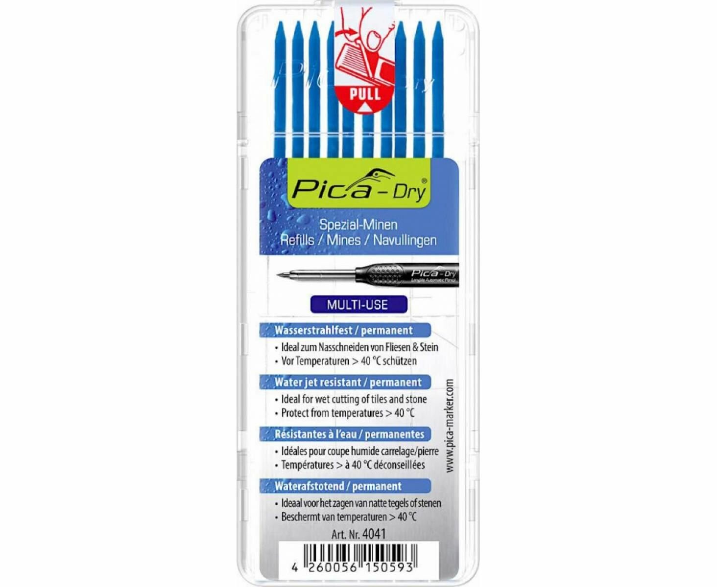 Грифели PICA-MARKER 4041 для карандаша Pica - Dry 3030 (10 синих)