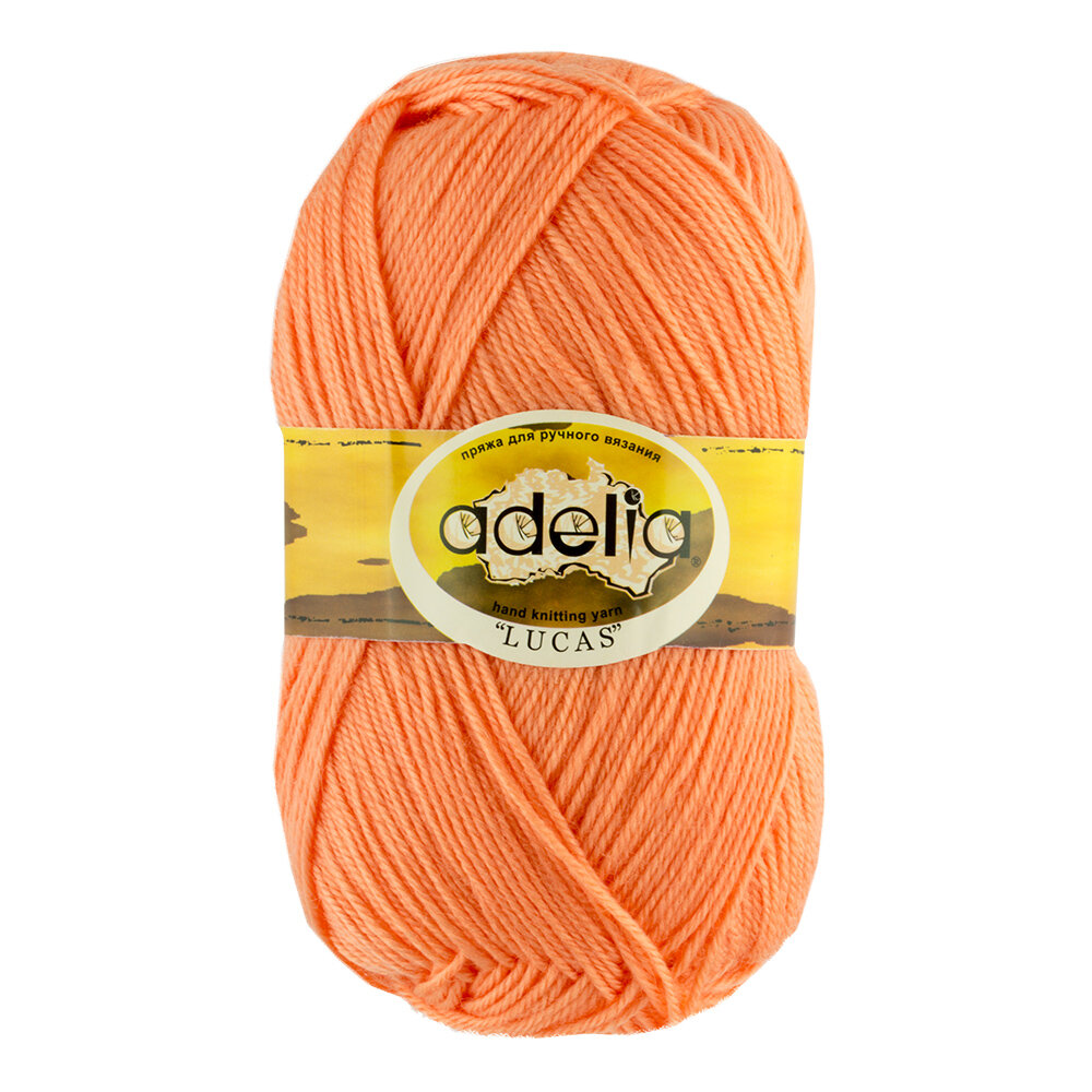 Пряжа ADELIA "LUCAS" 70% шерсть, 30% акрил 100 г 218 м №23 св. оранжевый