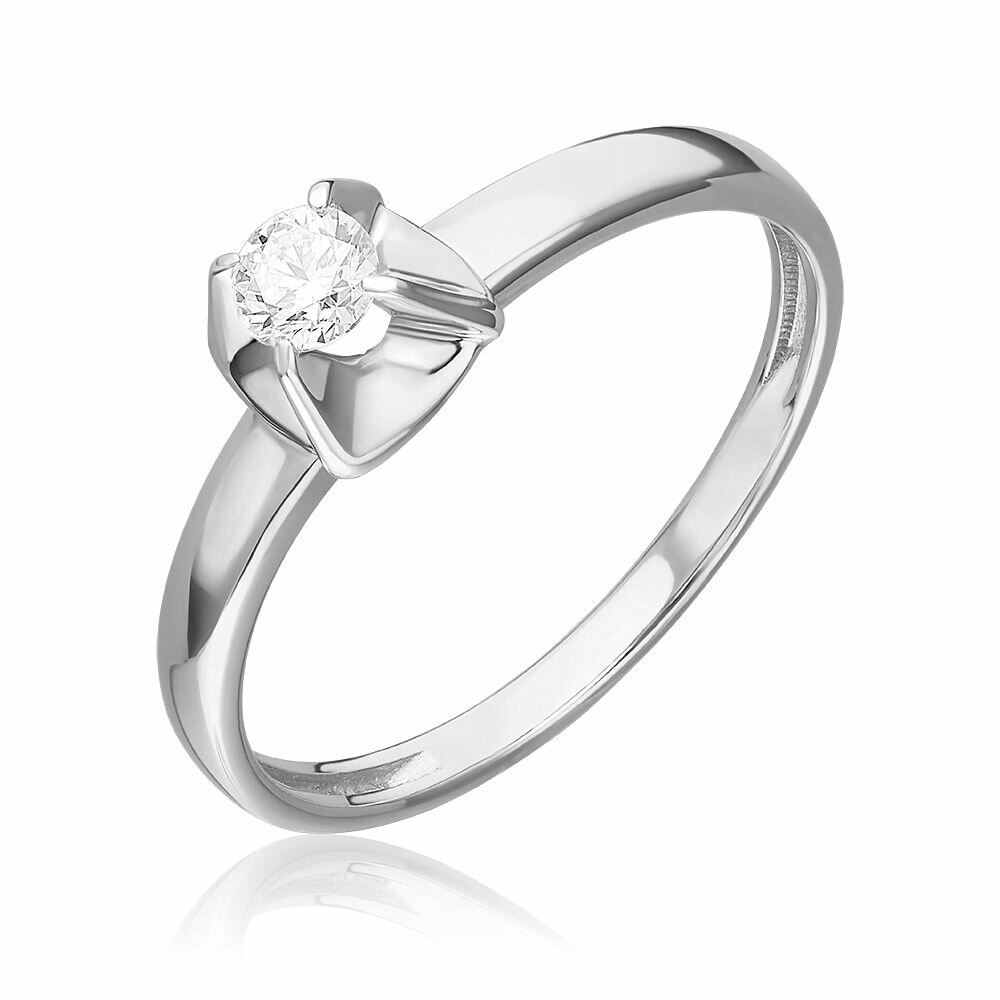 Кольцо помолвочное PLATINA, белое золото, 585 проба, родирование, бриллиант