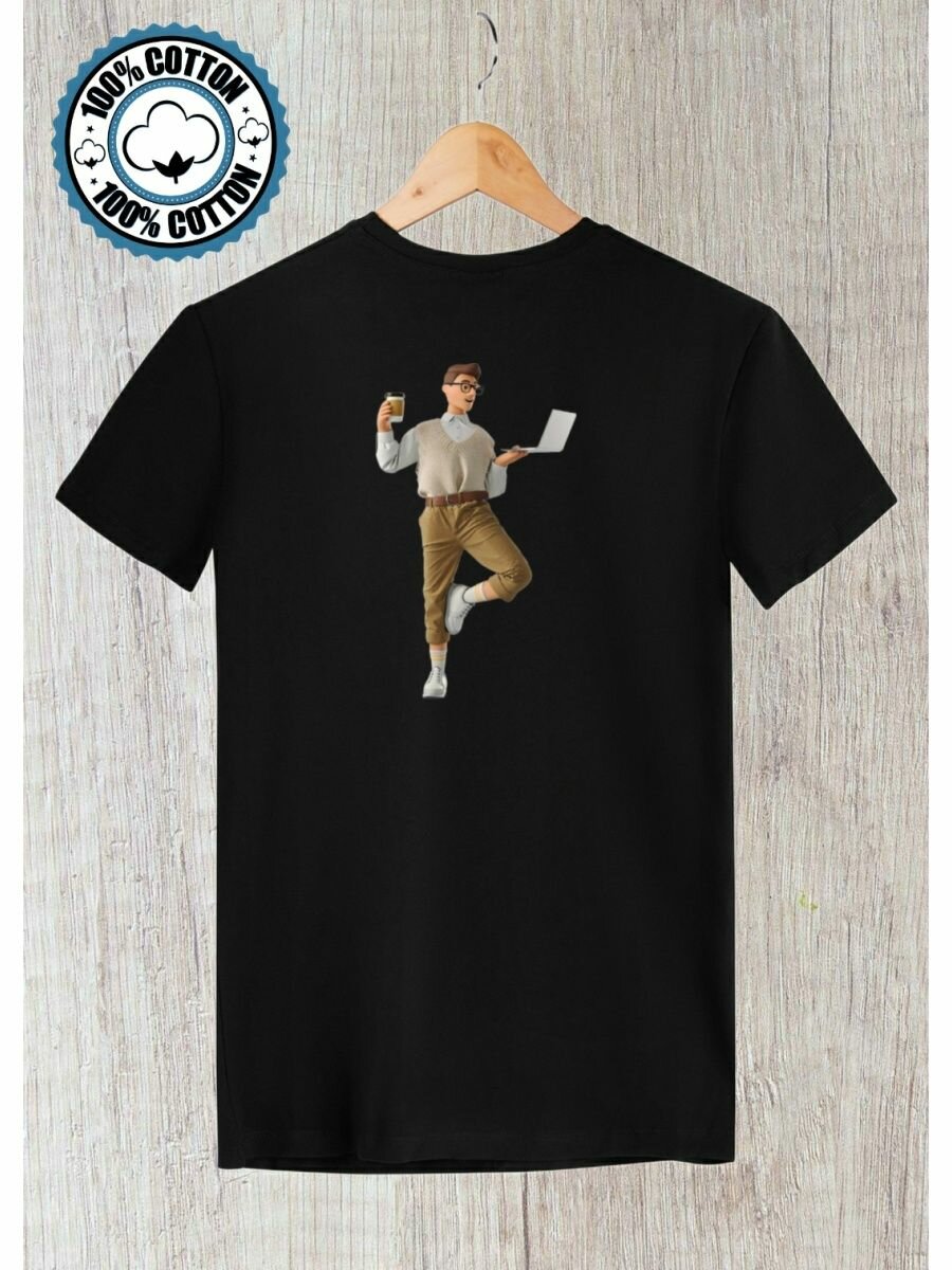 Футболка 3d персонаж мужчина в жилетке и очках