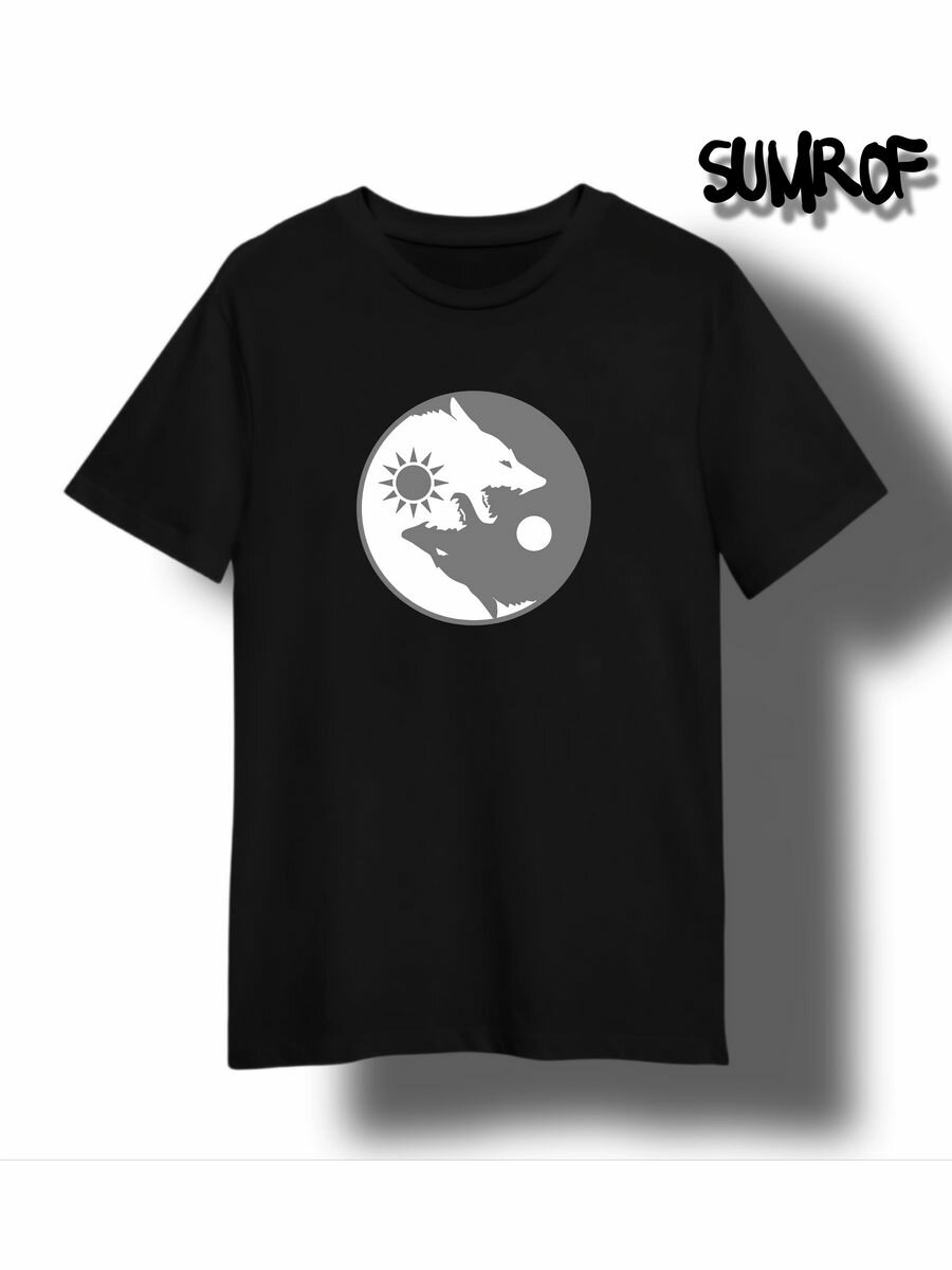 Футболка инь янь волк