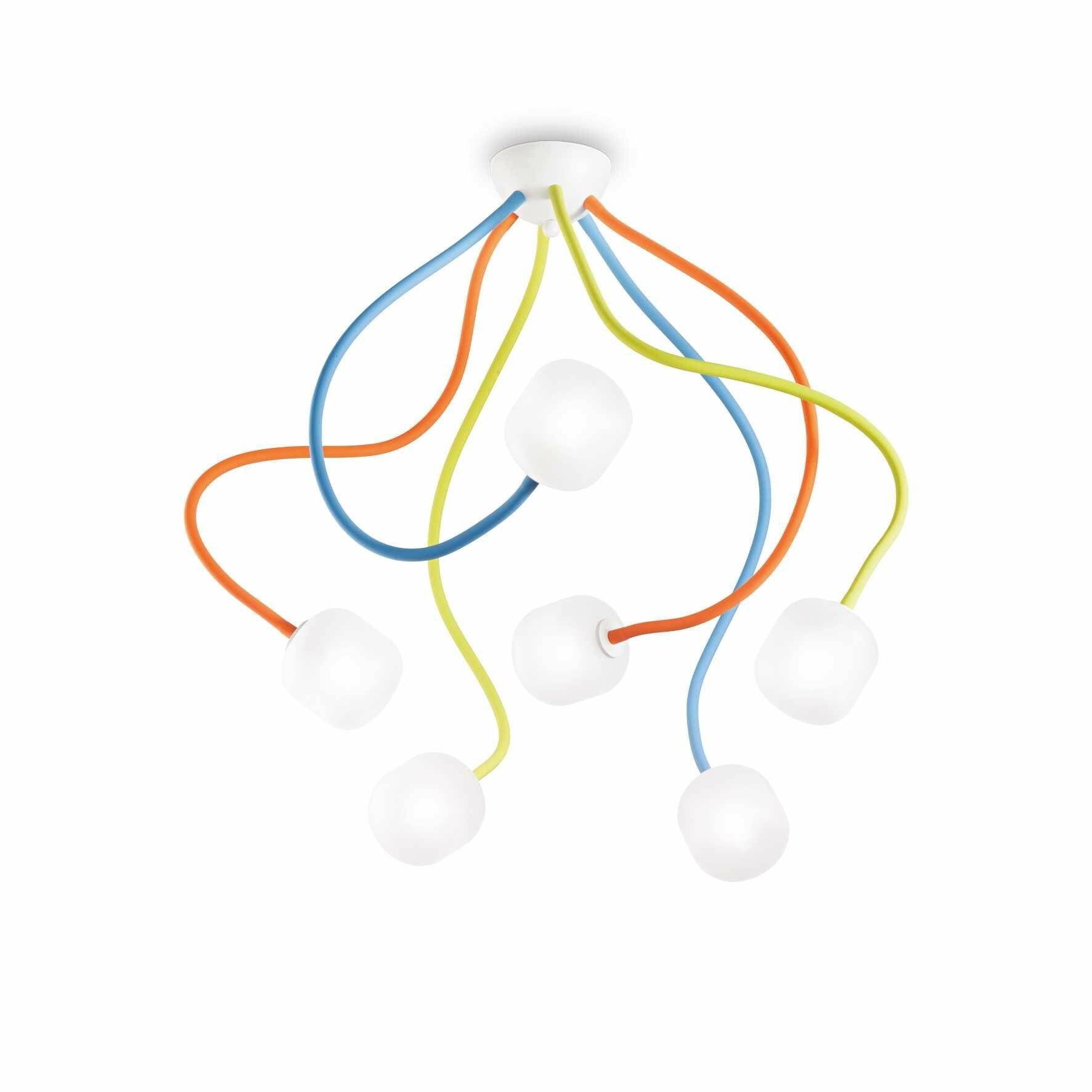 Люстра потолочная ideal lux Octopus PL6 D50 макс.6x28Вт G9 230В IP20 Белый/Разноцветный Металл/Стекло Резина 174976.