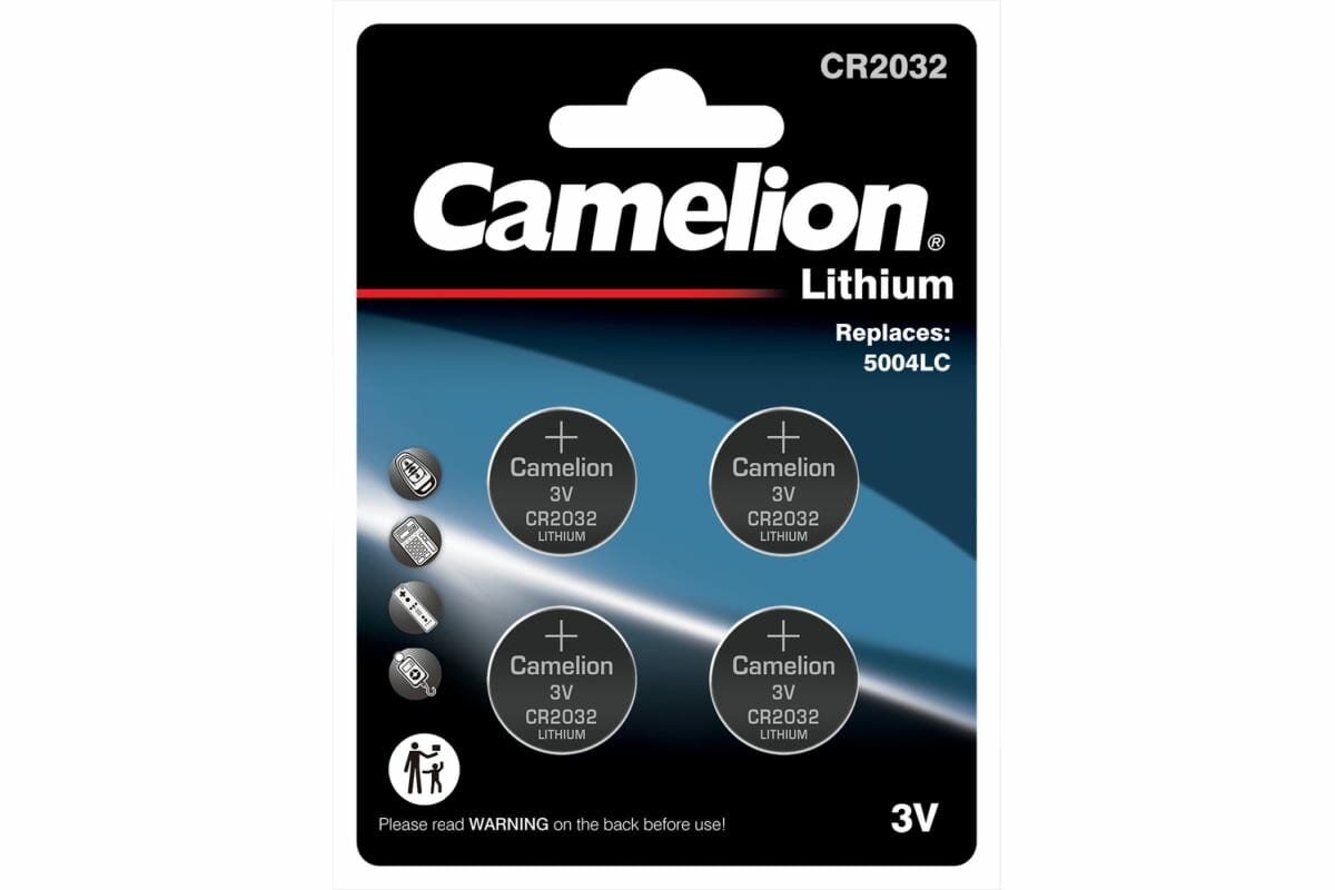 Camelion CR2032 BL-4 (CR2032-BP4, батарейка литиевая,3V), блистер 4 шт. 15247