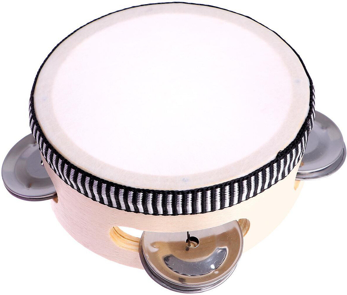 Детская музыкальная игрушка Бубен "Классика", развитие слухового восприятия, 6 тарелок, 11X11X3 см