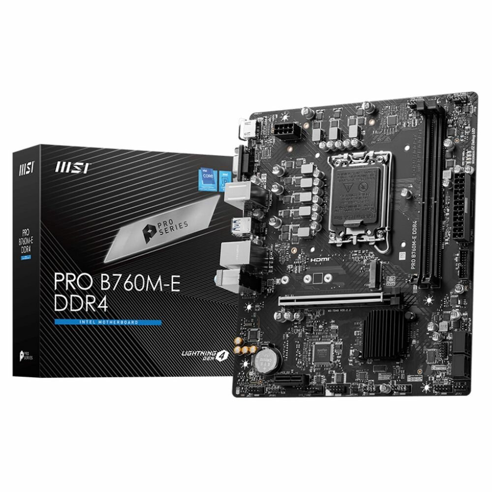 Материнская плата pro b760m-e ddr4, intel b760, micro atx