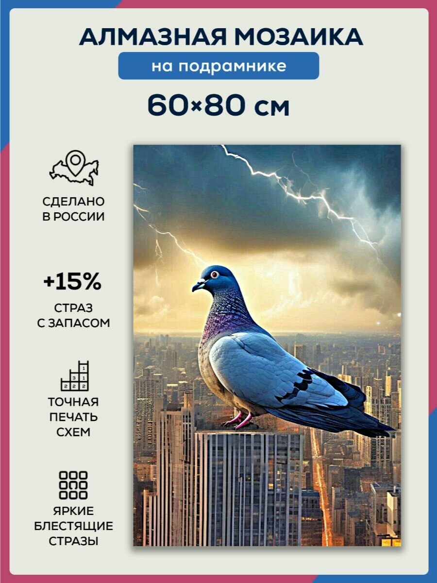 Алмазная мозаика 60x80 Огромный голубь на подрамнике