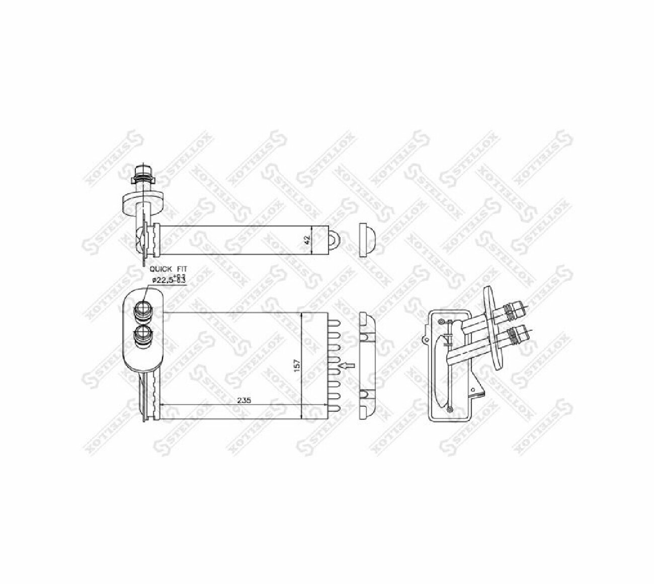 Радиатор отопителя STELLOX 1035017SX, для Volkswagen Bora/Audi A3/Volkswagen Golf