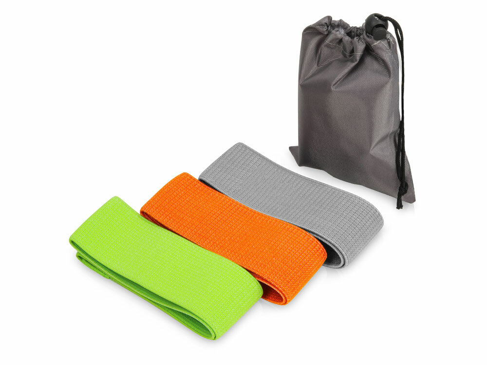 Набор тканевых фитнес-резинок «Fit» - 3 шт, цвет зеленый, оранжевый, серый