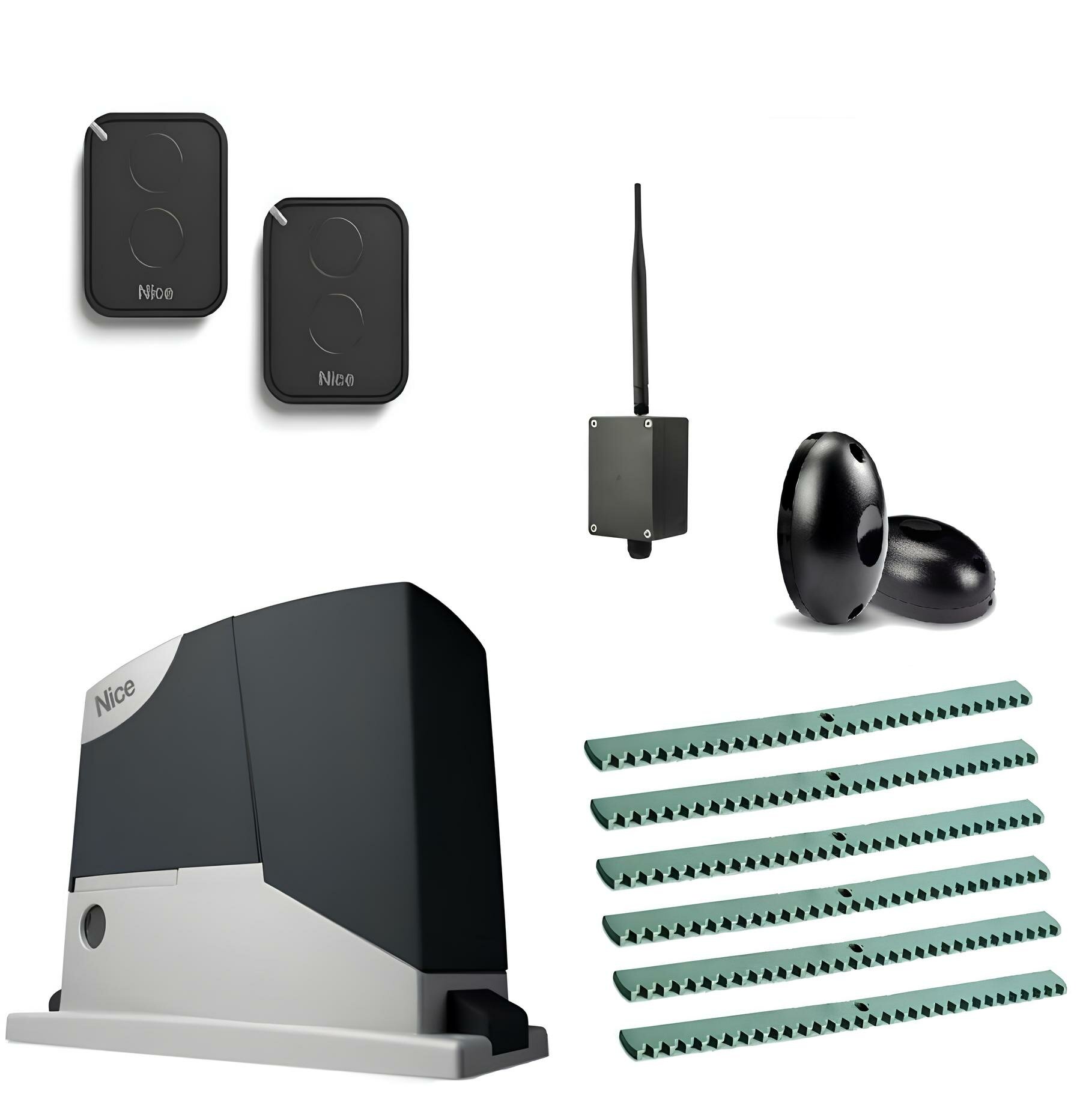 Автоматика для откатных ворот RD400KCE FK6-BT, комплект: привод, фотоэлементы, 2 пульта, Bluetooth-модуль, 6 реек