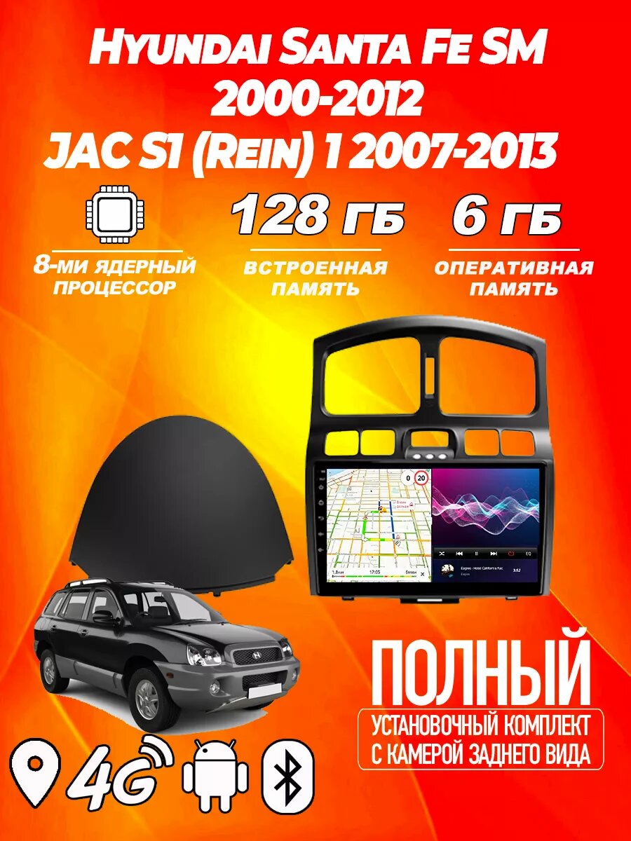 Магнитола TS18 PRO Hyundai Santa Fe SM 2000-2012 6ГБ+128ГБ