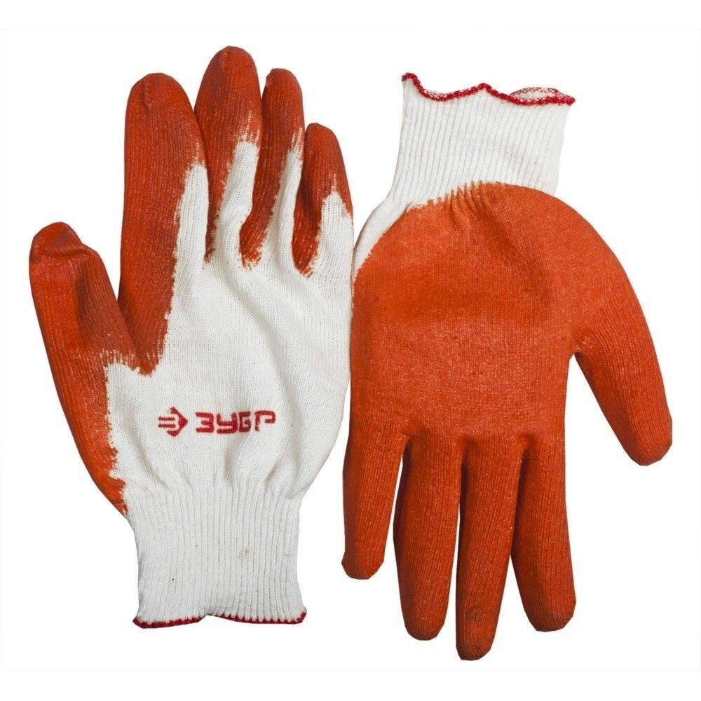 ЗУБР универсал р. L-XL, перчатки с одинарным обливом, трикотажные, х/б 13 класс, 11458-XL