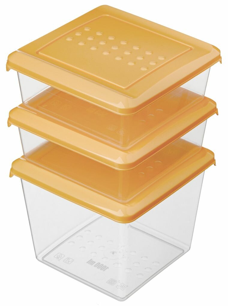 Комплект контейнеров для продуктов Asti квадратные 0.5 л + 0.5 л + 1 л