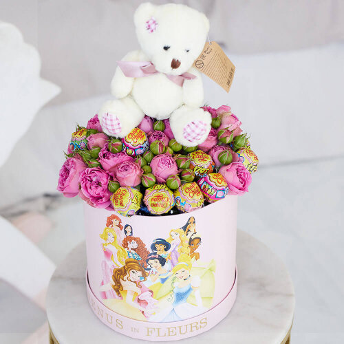 Букет Venus in Fleurs "Детский № 55", 21 цветок, сборка на флористической губке